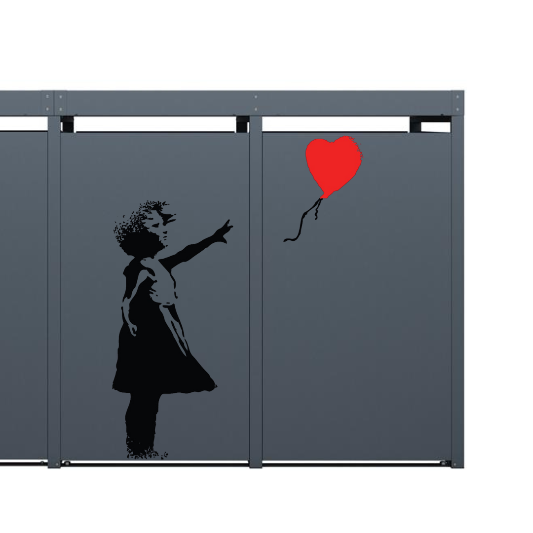 Statement Box Mülltonnenbox "Red Balloon Girl Banksy" – My Muelltonne
