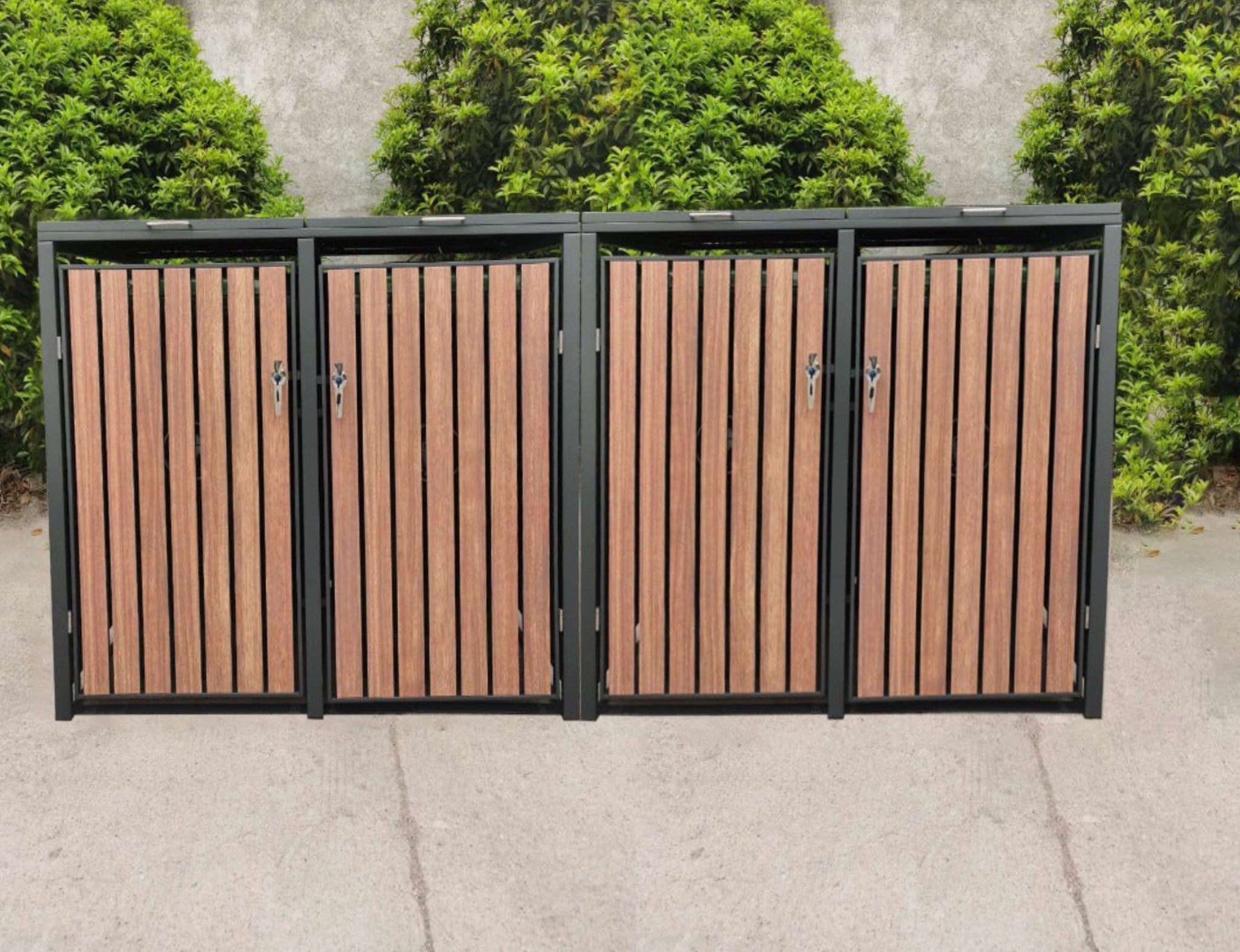 DIY Anthracite garbage bin box with folding roof, walnut look, 2-bin, 3 ...